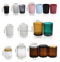 China Factory custom 7 oz Round Glass Flint Candle Jar, Various size Glass Candle Jars with wooden lids for sale