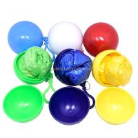 China Factory Wholesale 100% biodegradable poncho, Disposable Raincoat Poncho Ball With Hook Packed In Colorful Portable Ball for sale