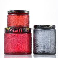 China Factory custom home fragrance candle, hot sales 4 oz glass candle jar with lid, Embossed Glass Jar Candle for sale