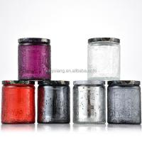 China Factory custom home fragrance candle, hot sales 4 oz glass candle jar with lid, Embossed Glass Jar Candle for sale