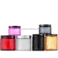 China Factory custom home fragrance candle, hot sales 4 oz glass candle jar with lid, Embossed Glass Jar Candle for sale