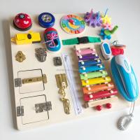 China Factory custom Montessori Wooden sensory Activity Board, child educational toys, Busy Boards Ideas for Toddlers for sale