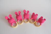 China Factory custom Baby toy Rattle Teething baby toy Grasping Teething Crochet, Handmade crochet bear teether for sale