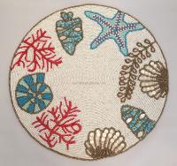 China Factory wholesale&custom handmade glass beads square beaded placemats, beaded table runner, sequin beads coaster table place mat for sale