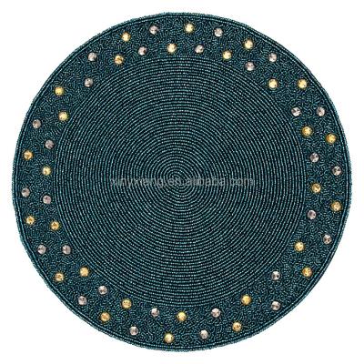 China Factory wholesale&custom Beaded Round Placemat, Glass Beaded Table Runner, Handmade Beaded Shell Place Mats for sale