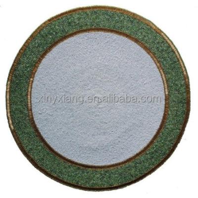 China Factory wholesale&custom Beaded Placemat Party Table Ware Xmas Wedding Decor Dinner Round Mat Plate, Rectangular Beaded Placemat for sale