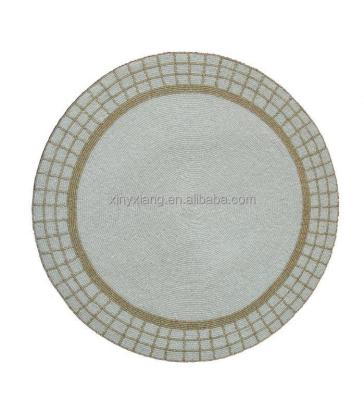 China Factory wholesale&custom Beaded Round Placemat, Glass Beaded Table Runners, Handmade Beaded Shell Place Mats for sale