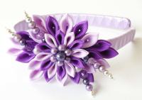 China Factory custom Kanzashi headband/Fabric flower hairband/Flower head band handmade Fabric flower hair accessory for sale