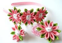 China Factory custom Kanzashi headband/Fabric flower hairband/Flower head band handmade Fabric flower hair accessory for sale