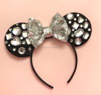 China Factory custom Mickey Ears Headbands Sequin Hair Band Accessories for Women Girls Cosplay Party, Sequin Mouse Ears Headband for sale