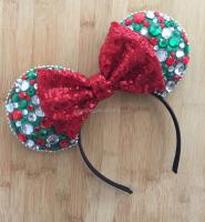 China Factory custom Mickey Ears Headbands Sequin Hair Band Accessories for Women Girls Cosplay Party, Sequin Mouse Ears Headband for sale