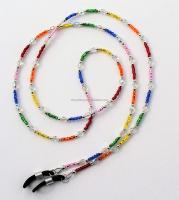 China Factory Wholesale Beaded Lanyard for ID Badge or Eyeglasses, Multi Color Czech Glass Bead Lanyard Eyeglass ID & Badge Holder for sale