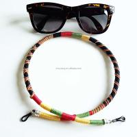 China Factory Wholesale Hippie Jewelry Glasses Chain Rasta Colors Eyeglass Lanyard, Thread wrapped colors ID card lanyards holder for sale