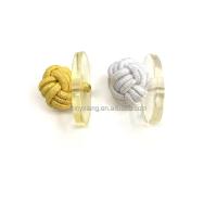 China Factory wholesale Single Rope Knot Cufflinks Polyester Plain Formal Wedding Accessory, Men's Silk Knot Cufflink for sale