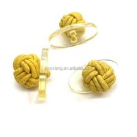 China Factory wholesale Single Rope Knot Cufflinks Polyester Plain Formal Wedding Accessory, Men's Silk Knot Cufflink for sale