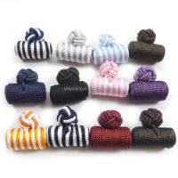 China Factory wholesale Classic Silk knots Cufflinks Mixed 2 Colors Handmade Elastic Double Rope Ball Cuff Button For Men Shirt Gifts for sale