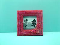 China Factory custom beaded decorative photo frame, hand embroidery picture frame, sequin photo frame for sale
