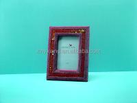 China Factory custom beaded decorative photo frame, hand embroidery picture frame, sequin photo frame for sale