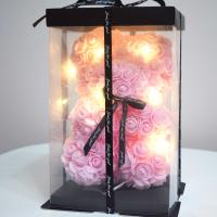 China Factory Wholesale 30cm Artificial Teddy Bear Rose Flowers PE Foam Valentines Wedding Gift Box Accessory for sale