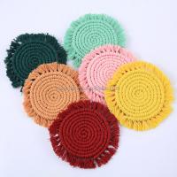 China Factory Wholesale Handmade Macrame Coasters, Cotton Rope Braided Placemats, Round shape Table Decoration, Heat Resistant Cup Mat for sale