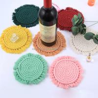 China Factory Wholesale Handmade Macrame Coasters, Cotton Rope Braided Placemats, Round shape Table Decoration, Heat Resistant Cup Mat for sale