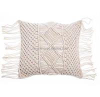 China Factory custom Macrame Cushion Cover with Fringe, Hand Woven Knotted Diamond Cushion, Macrame Hobo Envelope Pillow Cover for sale