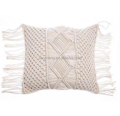 China Factory custom Macrame Cushion Cover with Fringe, Hand Woven Knotted Diamond Cushion, Macrame Hobo Envelope Pillow Cover for sale