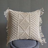 China Factory custom Macrame Cushion Cover with Fringe, Hand Woven Knotted Diamond Cushion, Macrame Hobo Envelope Pillow Cover for sale