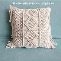 China Factory custom Macrame pillow cover Boho cushion cover 100% cotton wedding decor, Macrame Cushion Case Throw Pillow Covers for sale