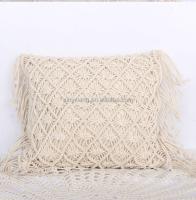 China Factory custom Macrame pillow cover Boho cushion cover 100% cotton wedding decor, Macrame Cushion Case Throw Pillow Covers for sale