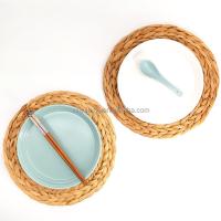 China Factory wholesale&custom Woven Placemats Round Table Mats Placemats Water Hyacinth Weave Placemat Heat Insulation Resistant Mats for sale
