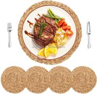China Factory wholesale&custom Woven Placemats Round Table Mats Placemats Water Hyacinth Weave Placemat Heat Insulation Resistant Mats for sale