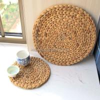 China Factory wholesale&custom Woven Placemats Round Table Mats Placemats Water Hyacinth Weave Placemat Heat Insulation Resistant Mats for sale
