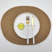 China Factory wholesale&custom Cotton And Flax Rope Weave Coasters Round Placemat Package Table Mat Gifts, straw woven round placemats for sale