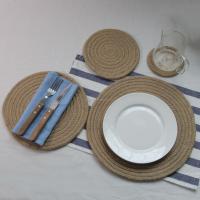China Factory wholesale&custom Cotton And Flax Rope Weave Coasters Round Placemat Package Table Mat Gifts, straw woven round placemats for sale