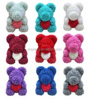 China Factory Wholesale 30cm Artificial Teddy Bear Rose Flowers PE Foam Valentines Wedding Gift Box Accessory for sale