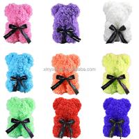 China Factory Wholesale 30cm Artificial Teddy Bear Rose Flowers PE Foam Valentines Wedding Gift Box Accessory for sale