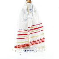 China Factory custom Custom Unisex Kosher Israel Muslim Jewish Talit Polyester Large Prayer Shawl With Bag, Prayer Desert Scarf for sale