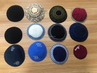 China Factory Custom Hand Made 100% Cotton Hand Knitted Kippah Hat, Crochet Yarmulke Hats, Hand Crocheted Multi-Color Mosaic Kippah for sale