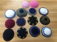 China Factory Custom Hand Made 100% Cotton Hand Knitted Kippah Hat, Crochet Yarmulke Hats, Hand Crocheted Multi-Color Mosaic Kippah for sale