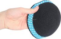 China Factory Custom Hand Made 100% Cotton Hand Knitted Kippah Hat, Crochet Yarmulke Hats, Hand Crocheted Multi-Color Mosaic Kippah for sale