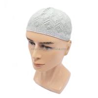China Factory Custom Interwoven Design Nylon Kufi Prayer Cap Muslim Hat, Hand-crocheted Cotton Kufi Muslims Head Cover Skull Cap for sale