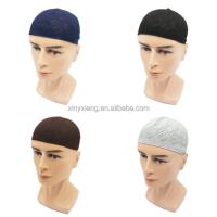 China Factory Custom Knitted Muslim Prayer Mens Kufi Hat with Trapezoid Pattern, Cotton Open-Knit Turkish Muslim Islamic Kufi Hats for sale