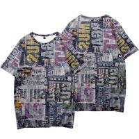 China Factory Wholesale Men Newspaper Print V-Neck T-shirt, 3D Digital Printed Men's T-shirt Multi Color, Newspaper Full Print T shirt for sale