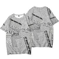 China Factory Wholesale Men Newspaper Print V-Neck T-shirt, 3D Digital Printed Men's T-shirt Multi Color, Newspaper Full Print T shirt for sale