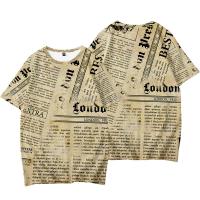 China Factory Wholesale Men Newspaper Print V-Neck T-shirt, 3D Digital Printed Men's T-shirt Multi Color, Newspaper Full Print T shirt for sale