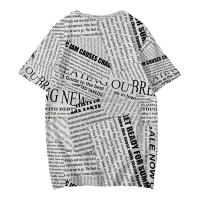 China Factory Wholesale Plus size White Newspaper Printed Oversized T-Shirt Dress, Hip-hop t shirt newspaper print O-neck women tops for sale