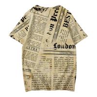 China Factory Wholesale English Newspaper Print Crew Neck T-shirt, 2021 Newspaper Print Long Sleeve T-shirt In Multicolor for sale