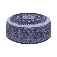 China Factory Wholesale Muslim Mens Topi Prayer Cap White and Chocolate Bown Kufi Hat with Intricate Embroidery Hats for sale