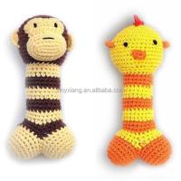 China Factory Wholesale Organic Cotton Crocheted Dog Toys, Plush Amigurumi Stuffed Animal Soft Toy Bell Pink Crocheted Pet Toy for sale